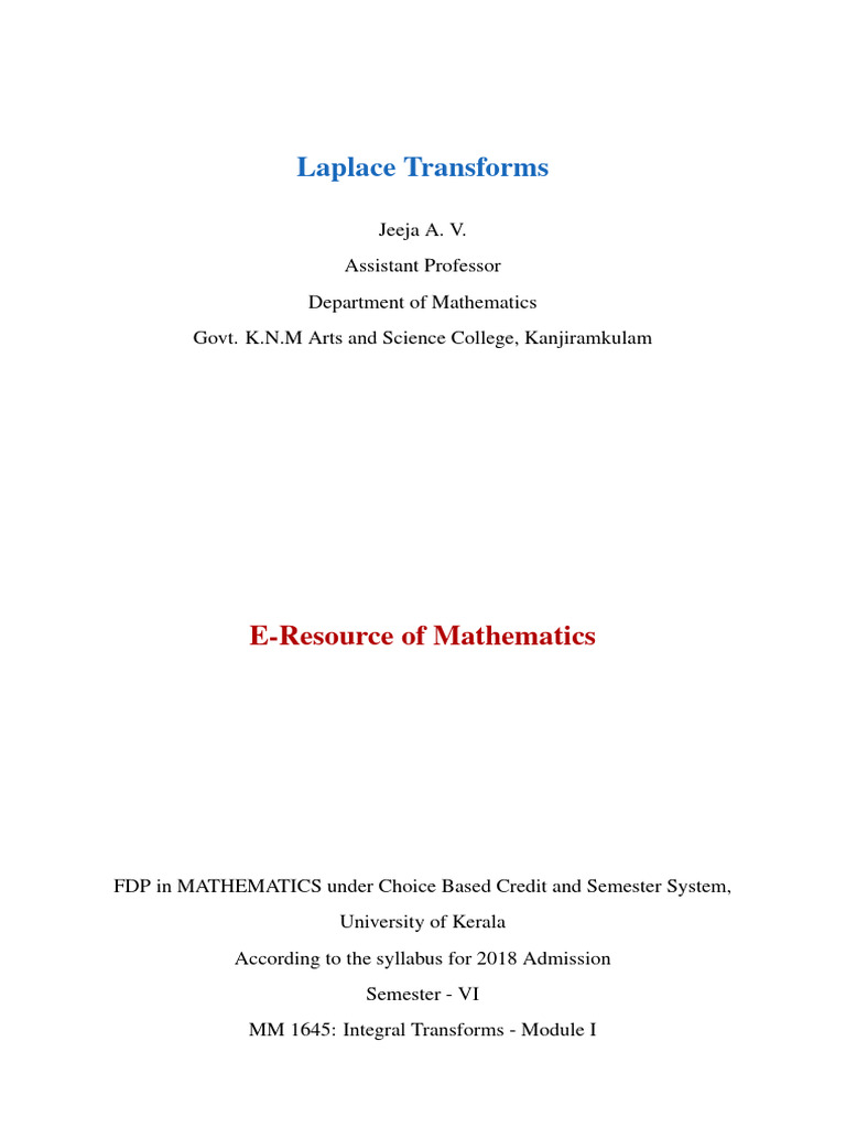 Laplace Transform | PDF | Laplace Transform | Function (Mathematics)