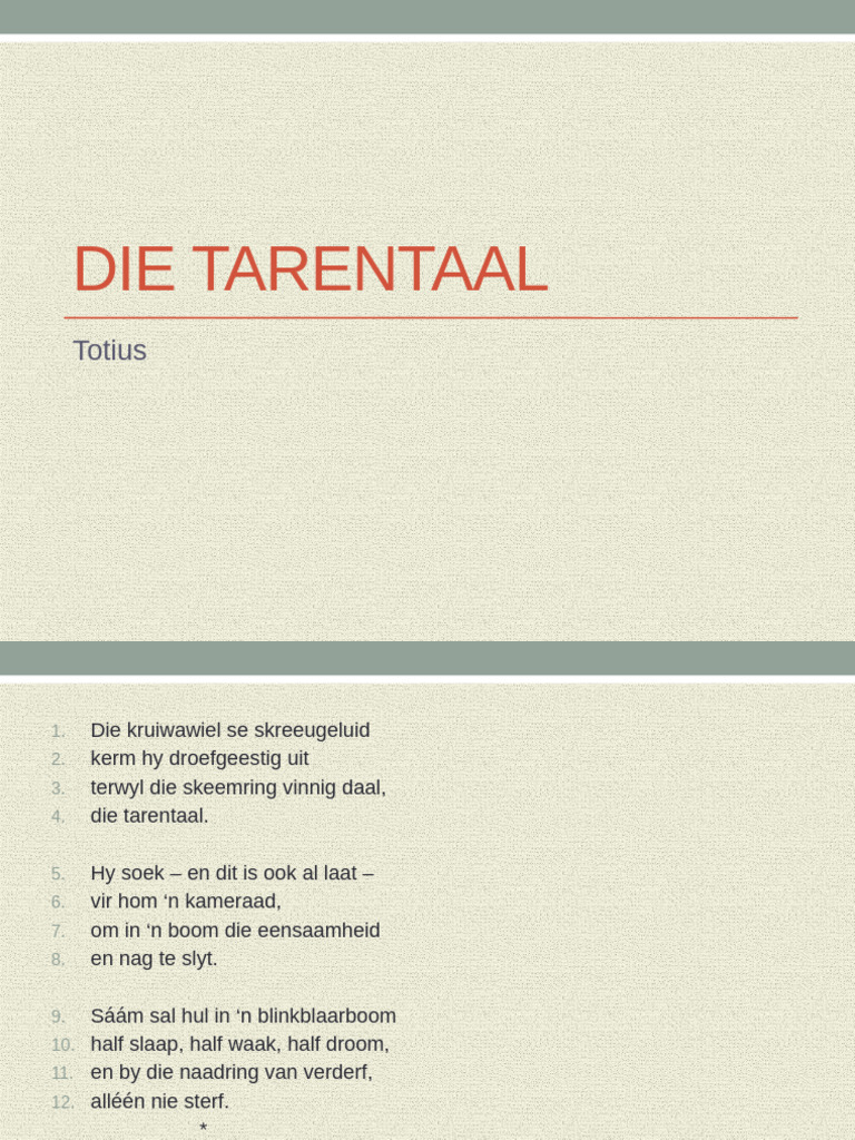 Die Tarentaal | PDF