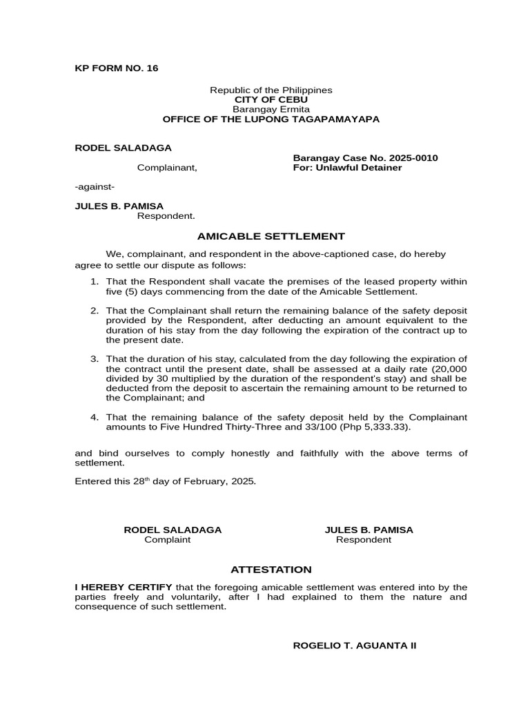 Amicable Settlement | PDF