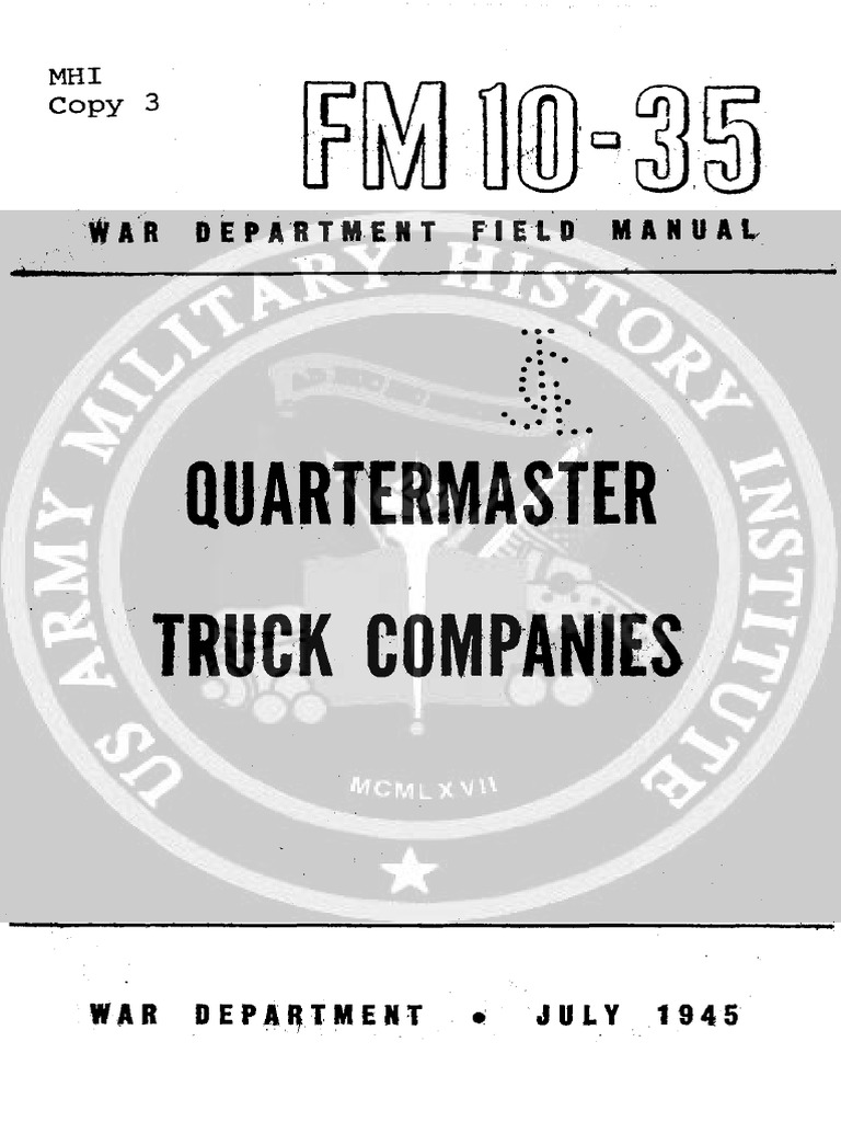 FM 10-35 Quartermaster Truck Companies (1945) | PDF | Company (Military ...