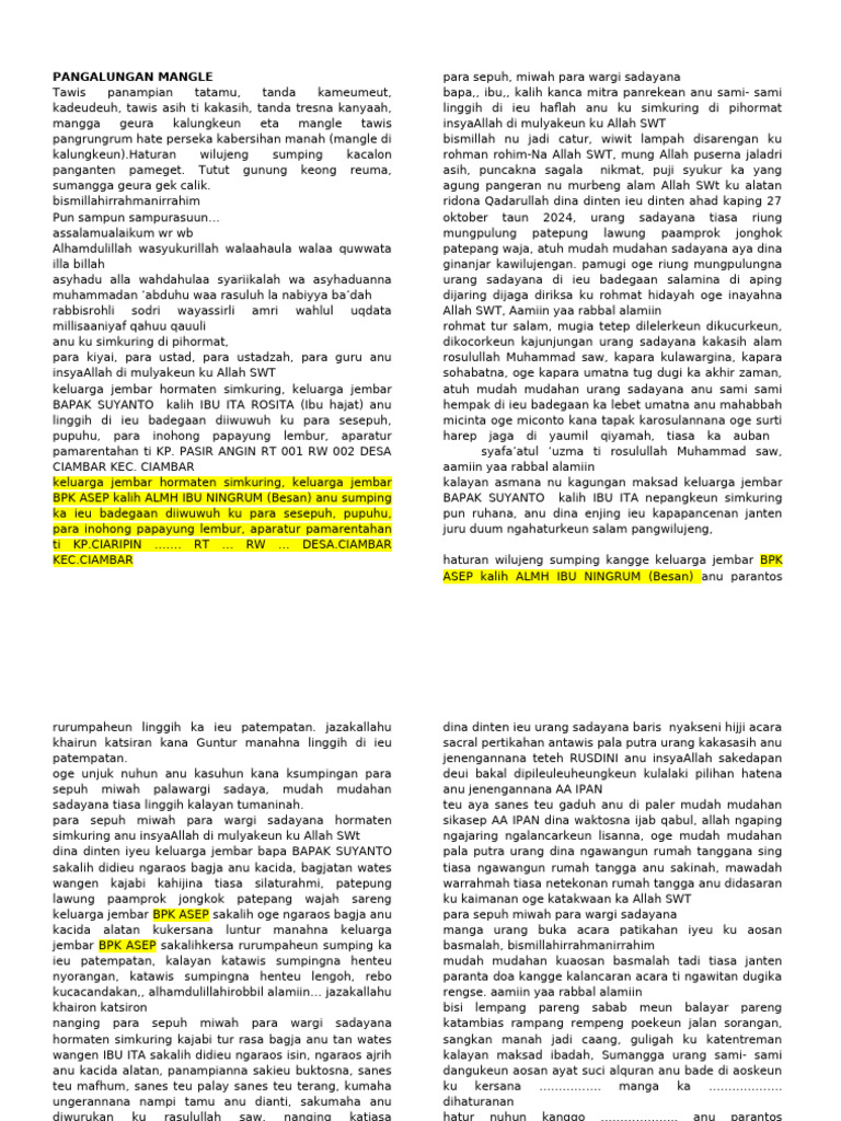 MC NIKAH Ruhana (Menyadur) | PDF