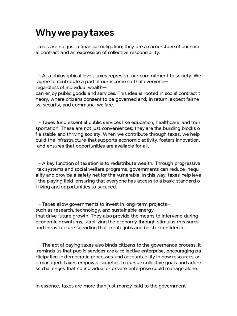Why We Pay Taxes | PDF