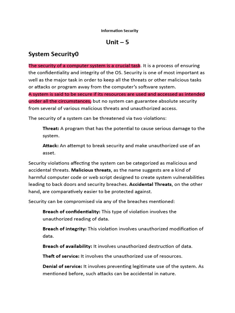 Information Security Unit 5 | PDF | Malware | Computer Virus