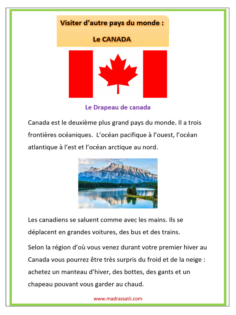 Découverte du Canada : culture et climat | PDF