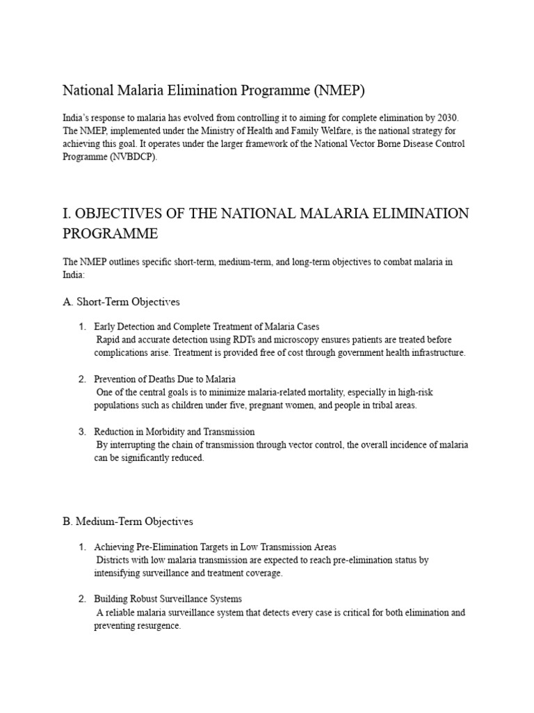 National Malaria Elimination Programme (NMEP) | PDF | Malaria | Ddt