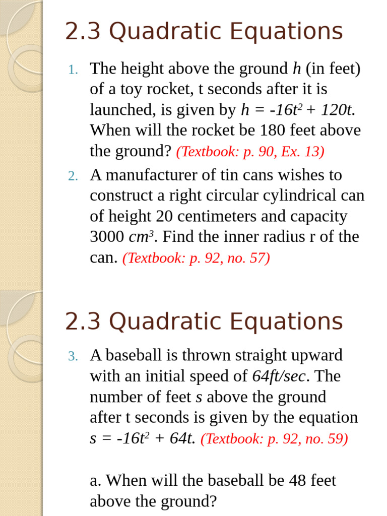 Quadratic Equations - Applied Problems | PDF