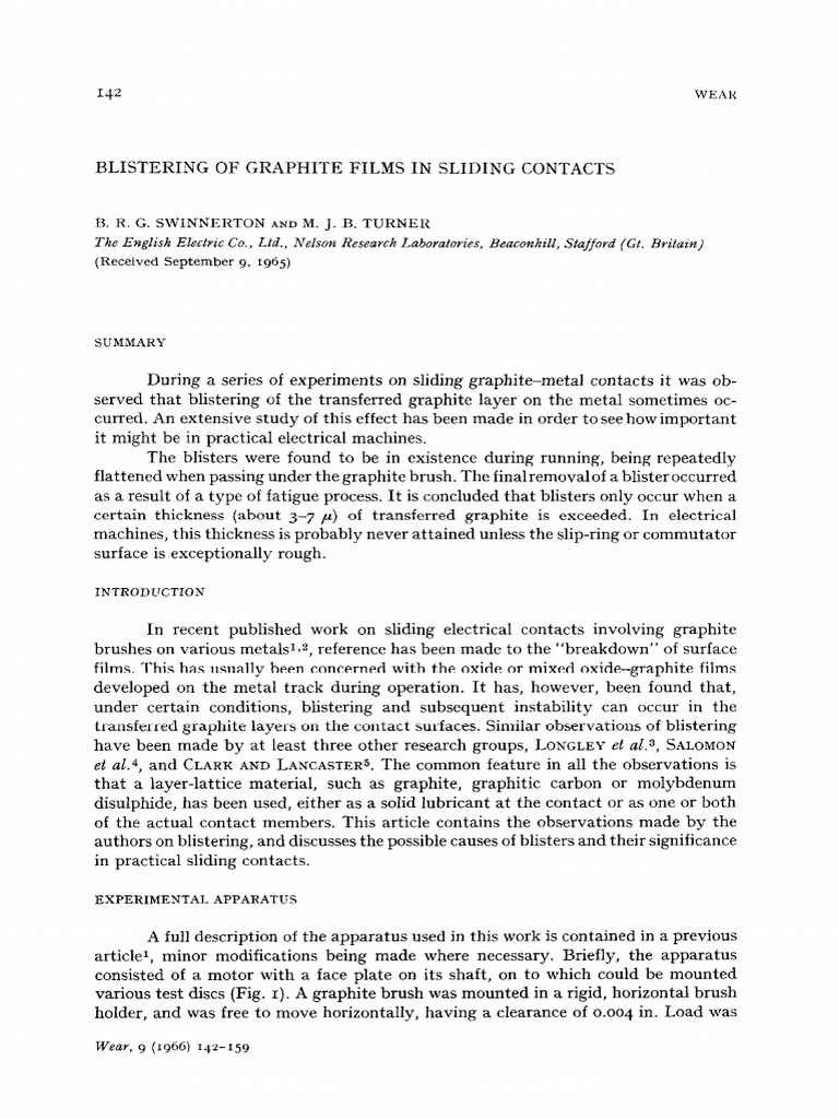 Graphite Blistering in Sliding Contacts | PDF | Temperature | Graphite