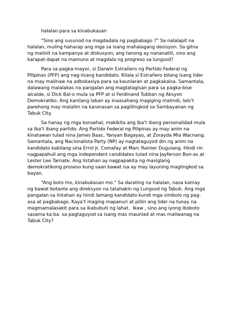 Ang halalan para sa kinabukasan | PDF