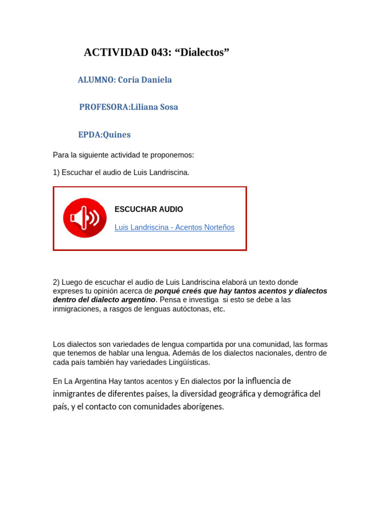 Dialectos y acentos en Argentina | PDF