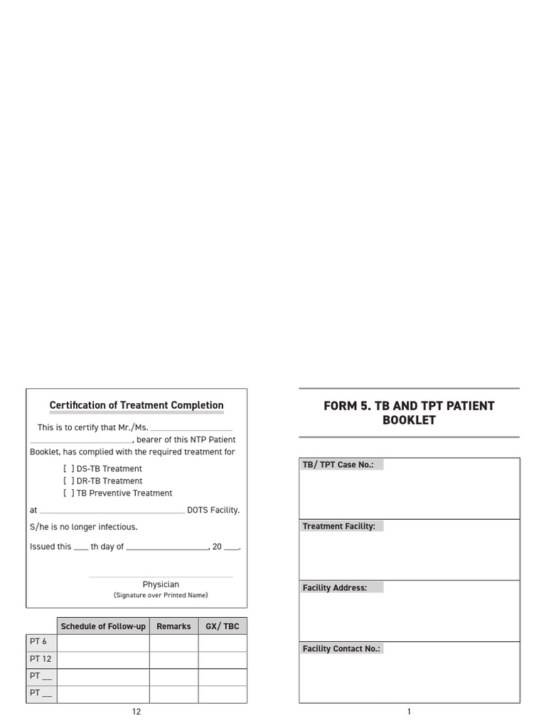 TB Treatment Completion Booklet | PDF | Tuberculosis | Medical Diagnosis