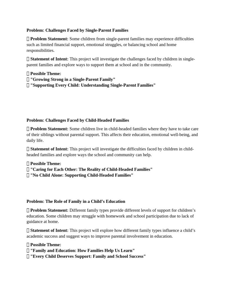 Challenges in Single-Parent Families | PDF