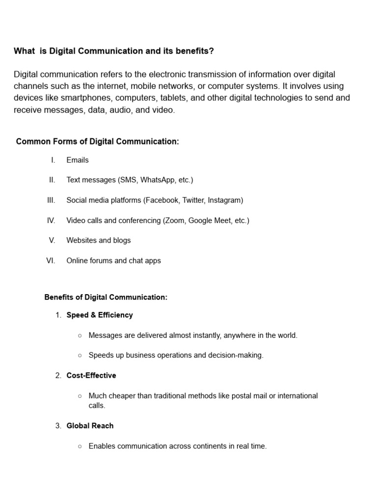 What Is Digital Communication and Its Benefits | PDF