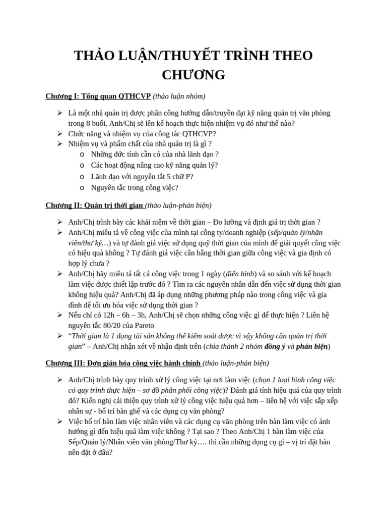 QTHCVP_Thuyet trinh, thao luan | PDF