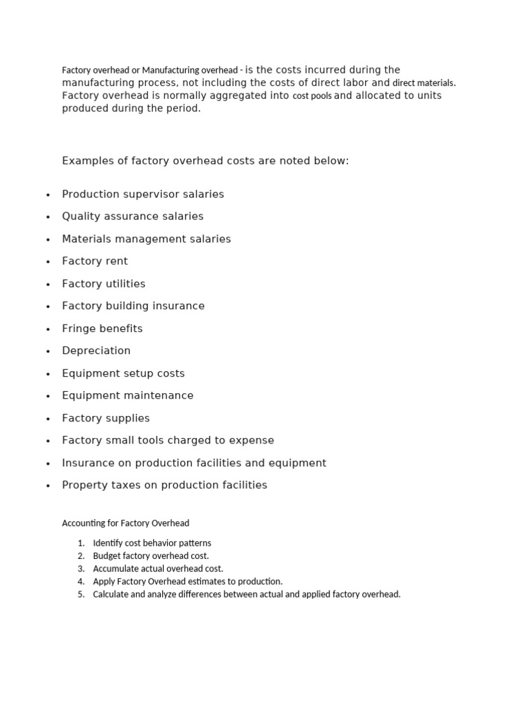 Understanding Factory Overhead Costs | PDF