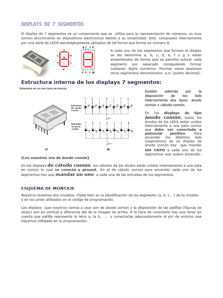 2.display de 7 Segmentos - v1 | PDF | Diodo emisor de luz | Bienes manufacturados