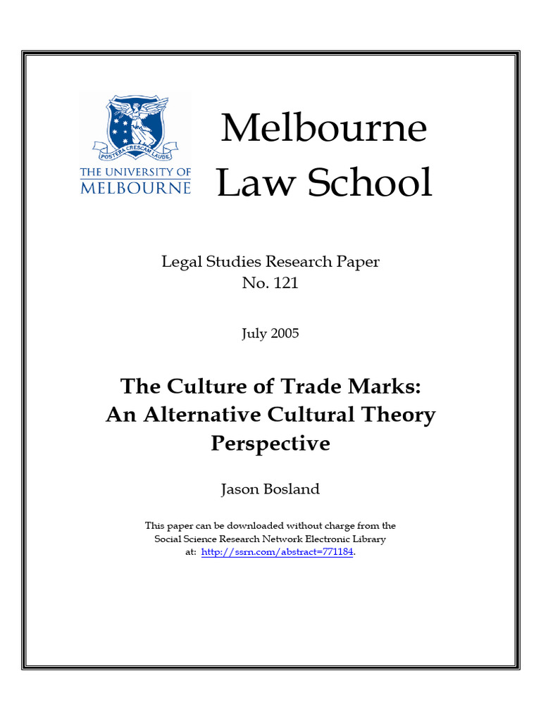 BOSLAND, Jason John, The Culture of Trade Marks An Alternative Cultural ...