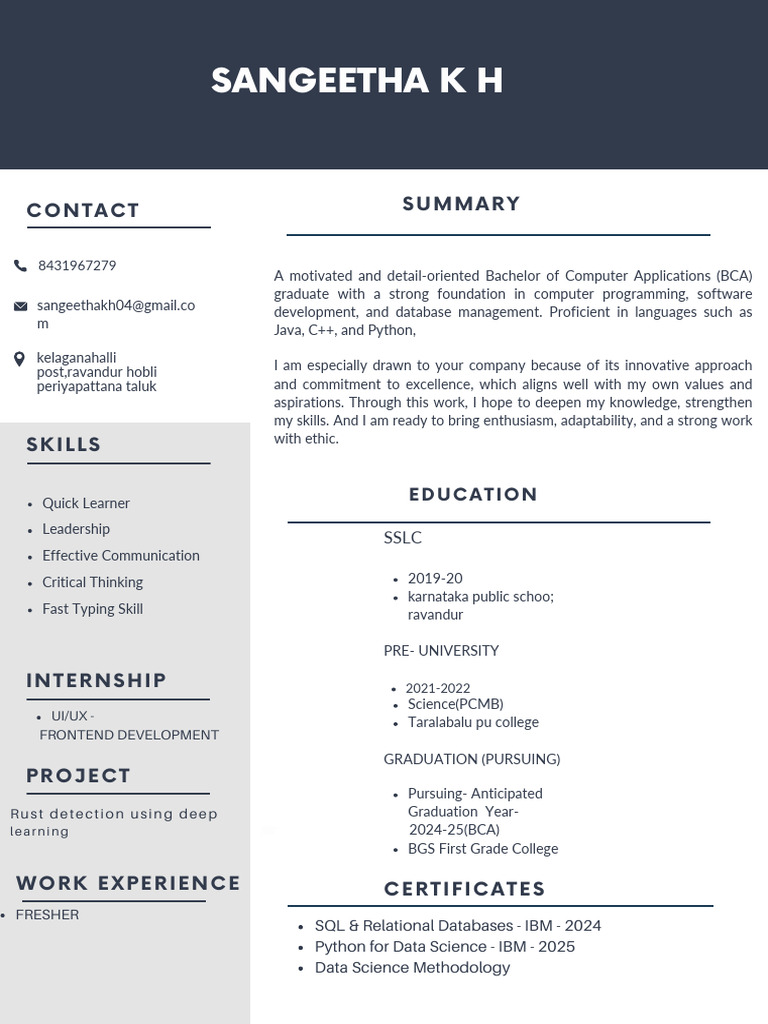 Blue and Gray Simple Professional CV Resume | PDF