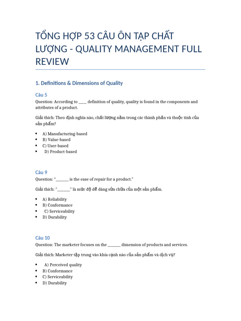 Ontap_Chatluong_Full53Cau_Part1 | PDF