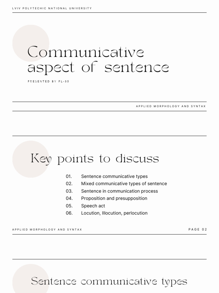 L - 5 Communicative Aspect of Sentence | PDF | Question | Semantics