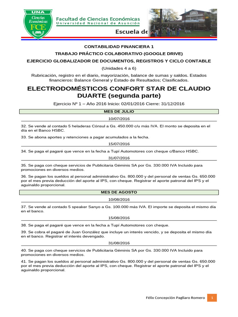 Ejercicio Globalizador de Conta 1 | PDF | Contabilidad | Economía Financiera