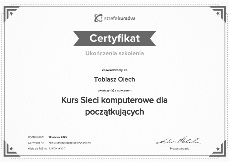 Certyfikat | PDF