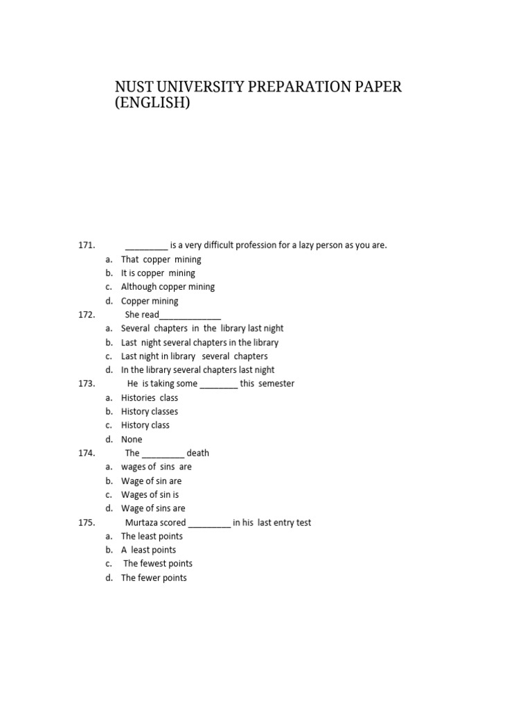 NUST Engineering Pastpaper 4 | PDF