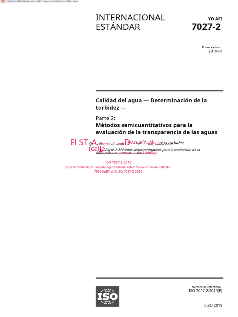 ISO 7027 2 2019.it - Es | PDF | Organización internacional para la ...