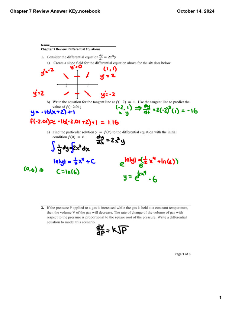 Chapter 7 Review Answer Key | PDF