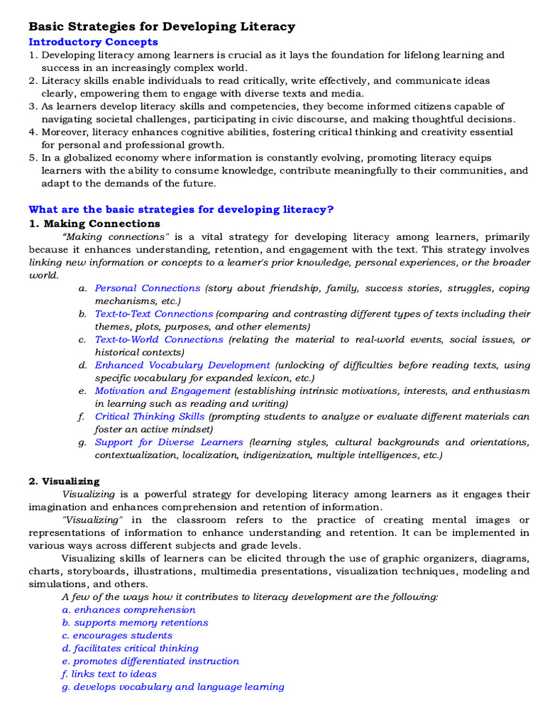 Basic Strategies For Developing 1 | PDF | Critical Thinking | Reading ...