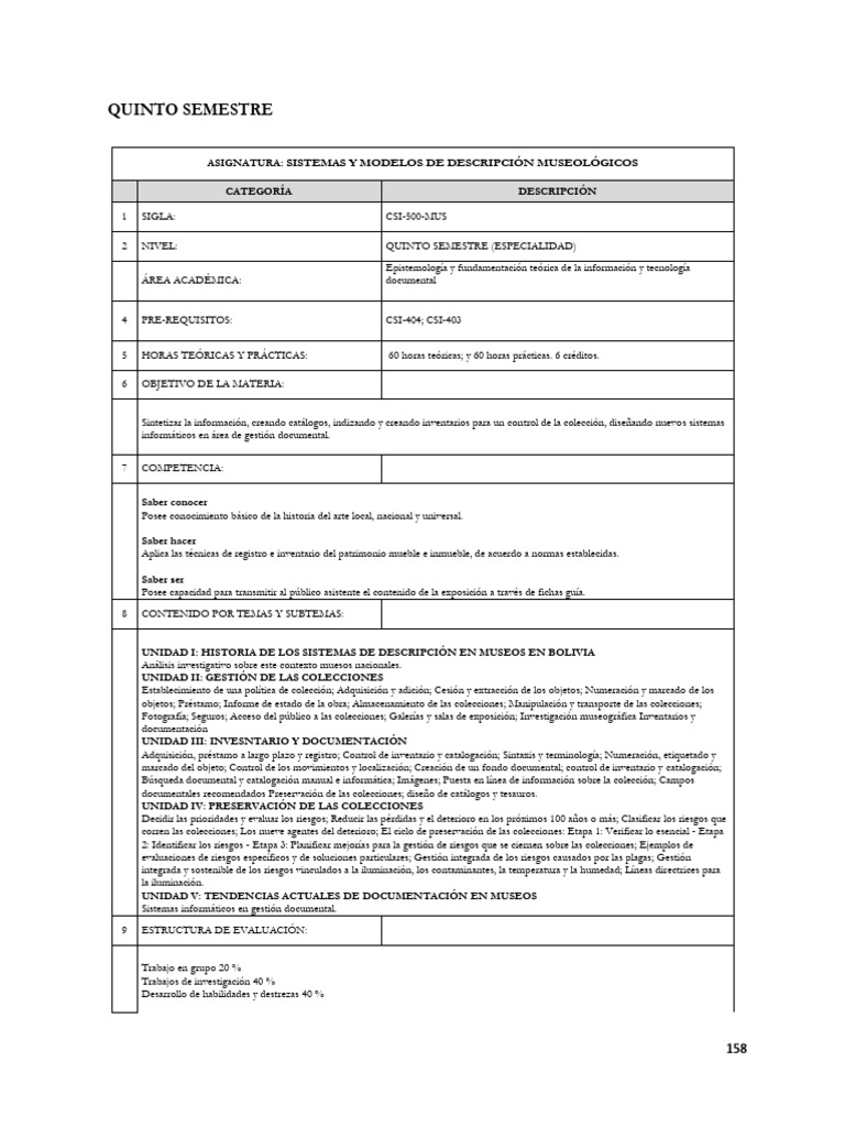 Csi-500-Mus Sistemas y Modelos de Descripción Museológicos | PDF ...