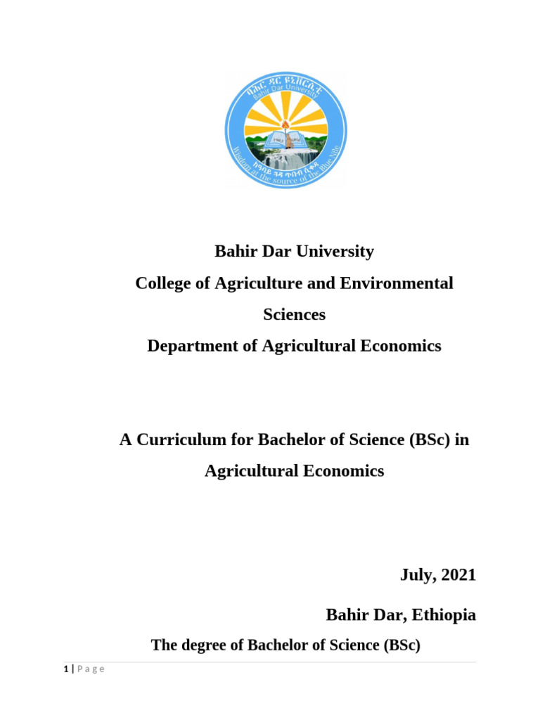 Bahir Dar B.sc. AgEc - Revised Curriculum | PDF | Academic Degree | Course Credit