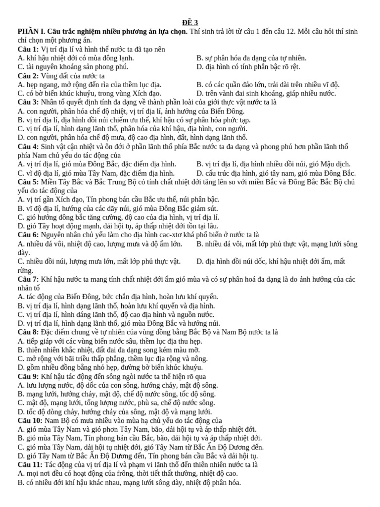 ĐỀ HSG 12-03 | PDF