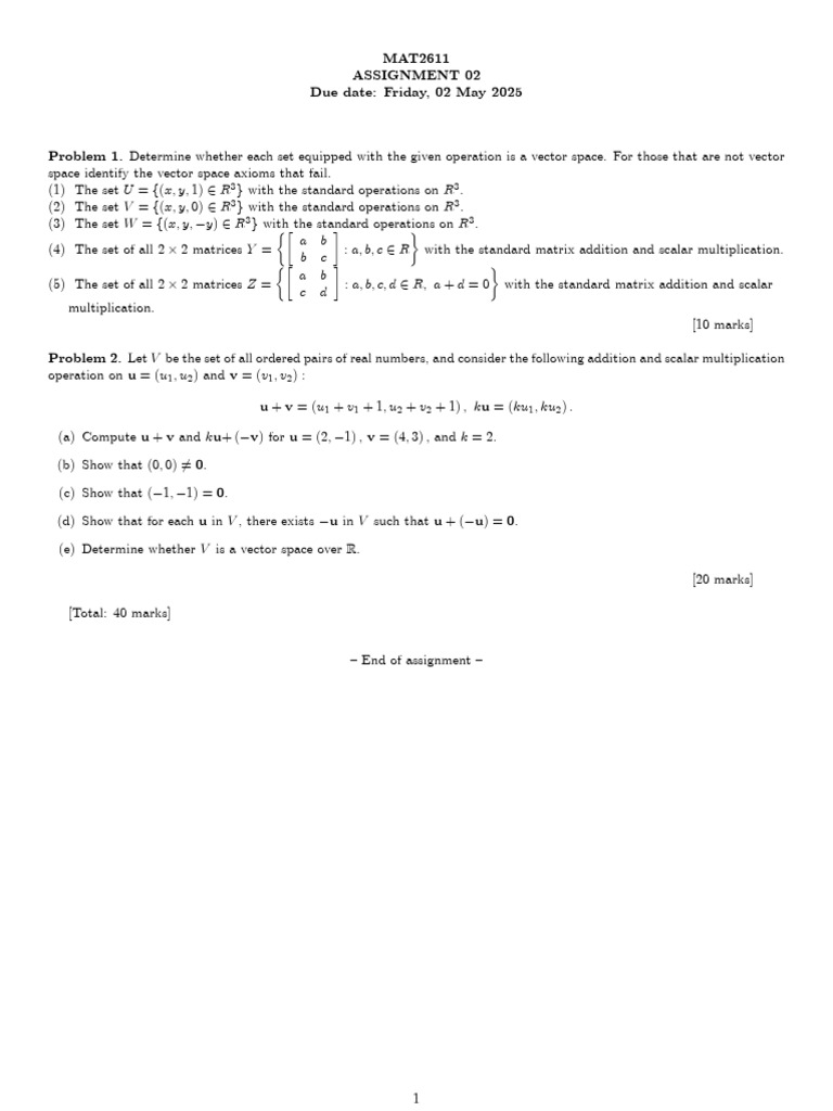 TL101 - MAT2611 - 2025 - Assignment - 2.... | PDF