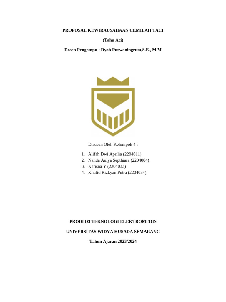 Proposal Usaha Camilan Tahu Aci | PDF