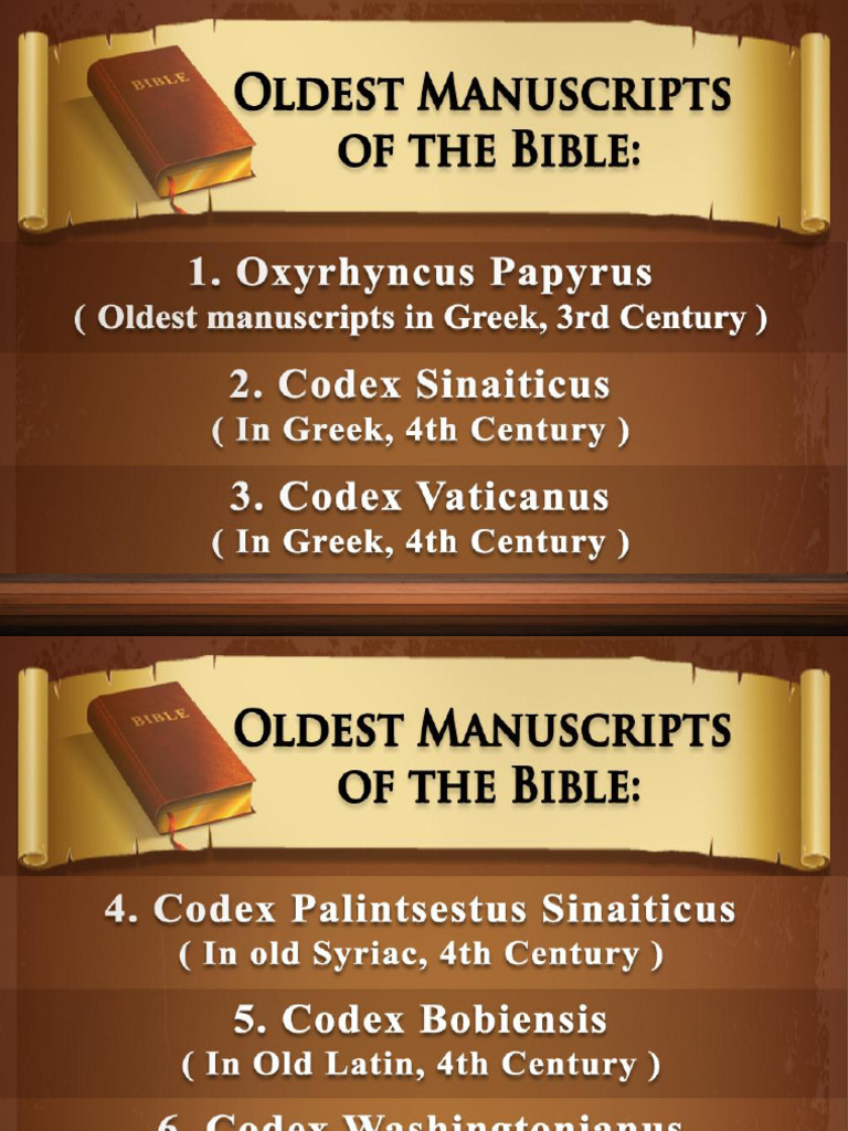 Oldest Manuscripts of The Bible | PDF