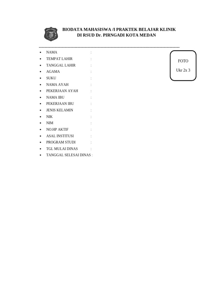 Biodata Mahasiswa-1 | PDF