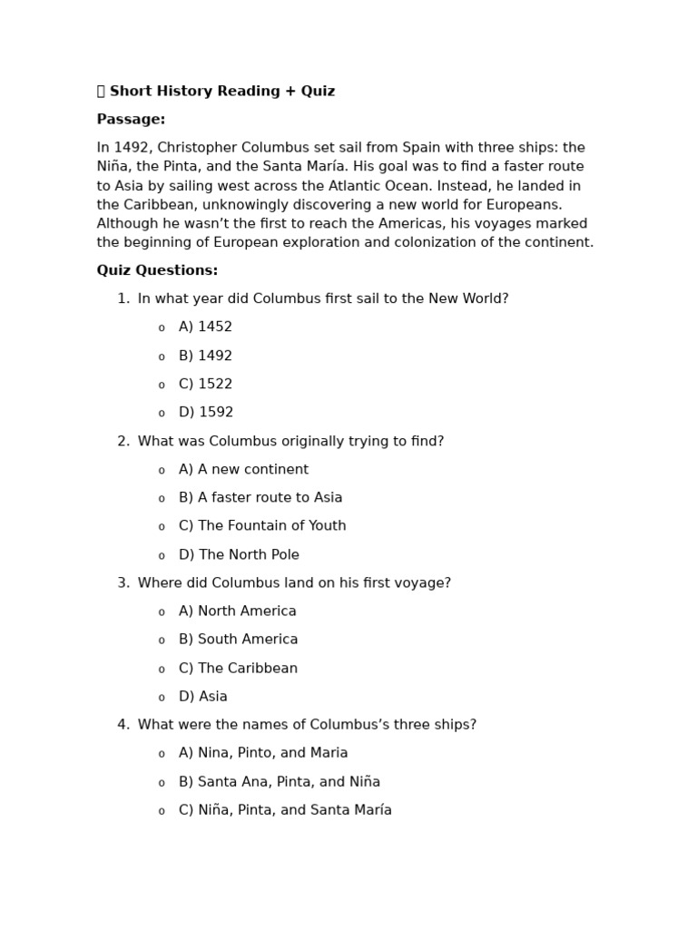 Christopher Colombus + AnswerKey | PDF