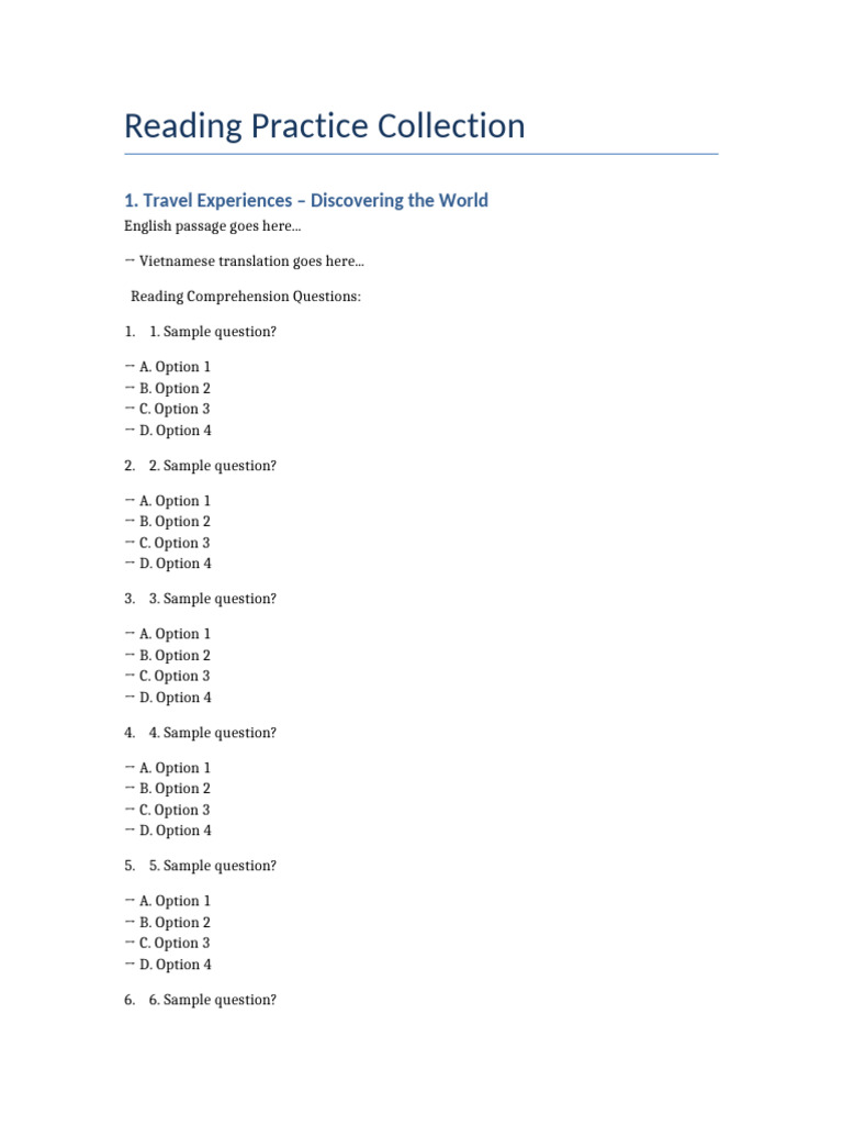 Reading Practice: Topics & Questions | PDF | Linguistics | Human ...