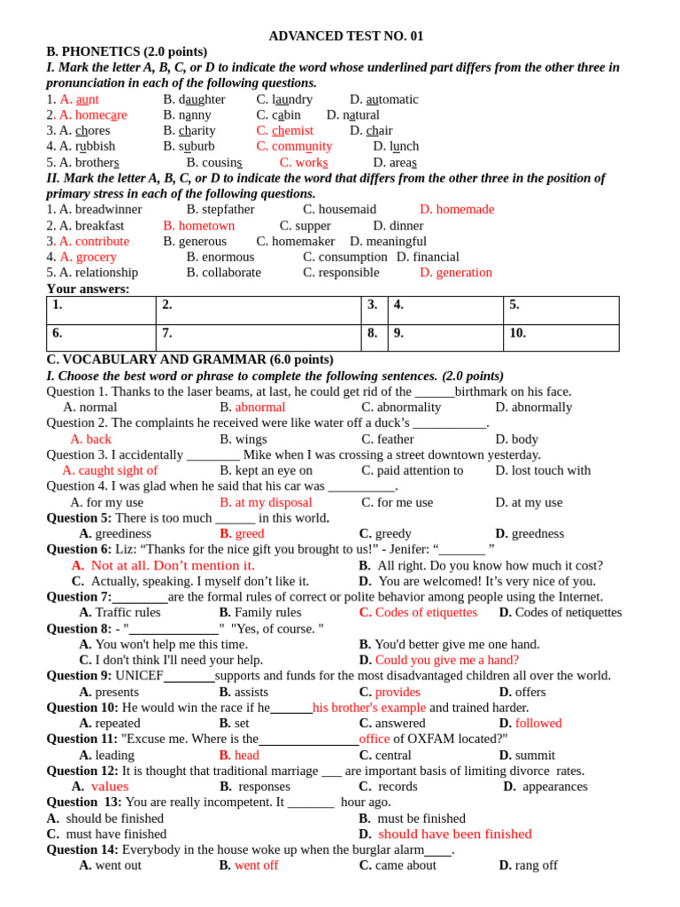 DAP AN ADVANCED TEST NO1 | PDF | Fuels | Petroleum