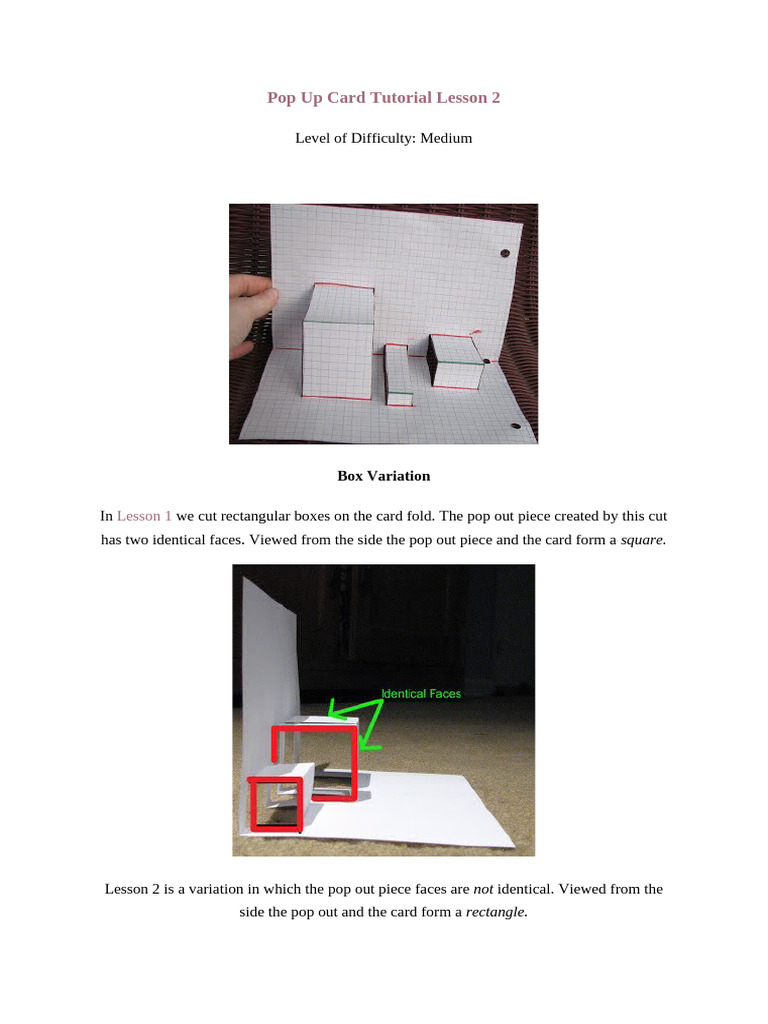 Pop Up Card Tutorial Lesson 2 | PDF