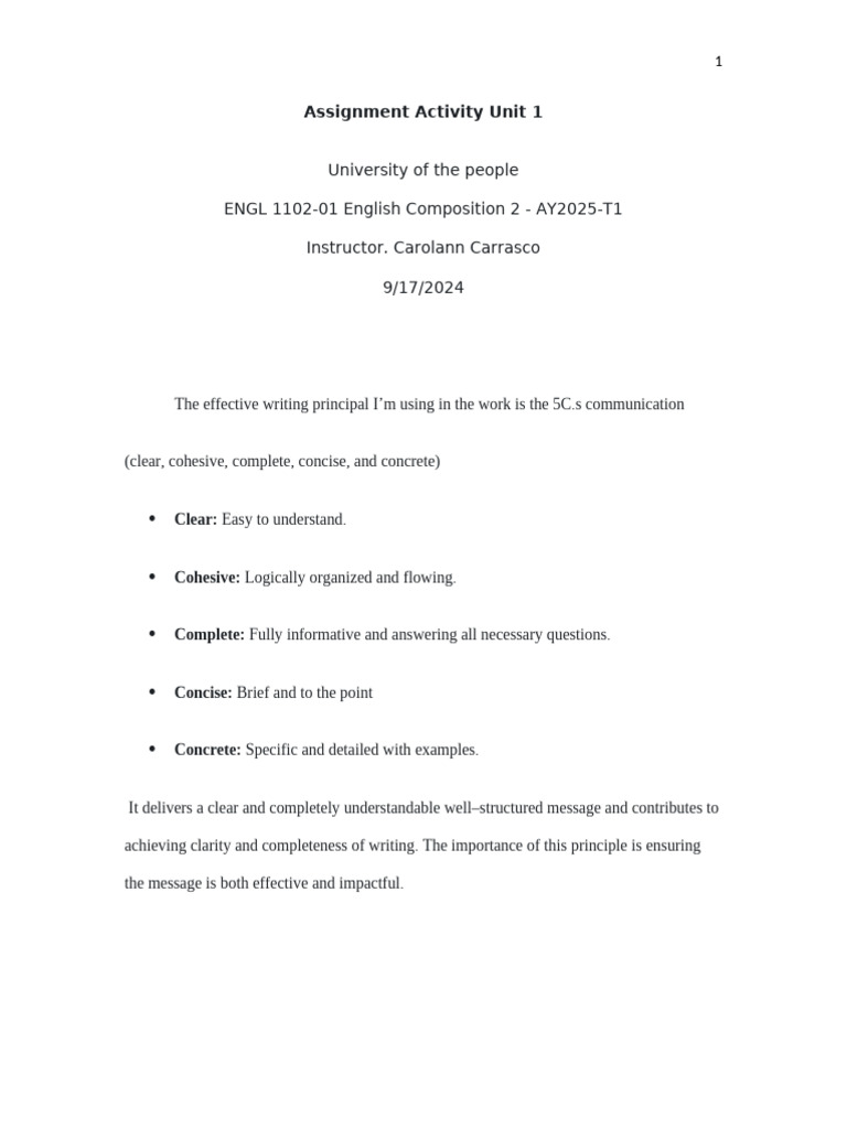 Assignment Unit 1 | PDF