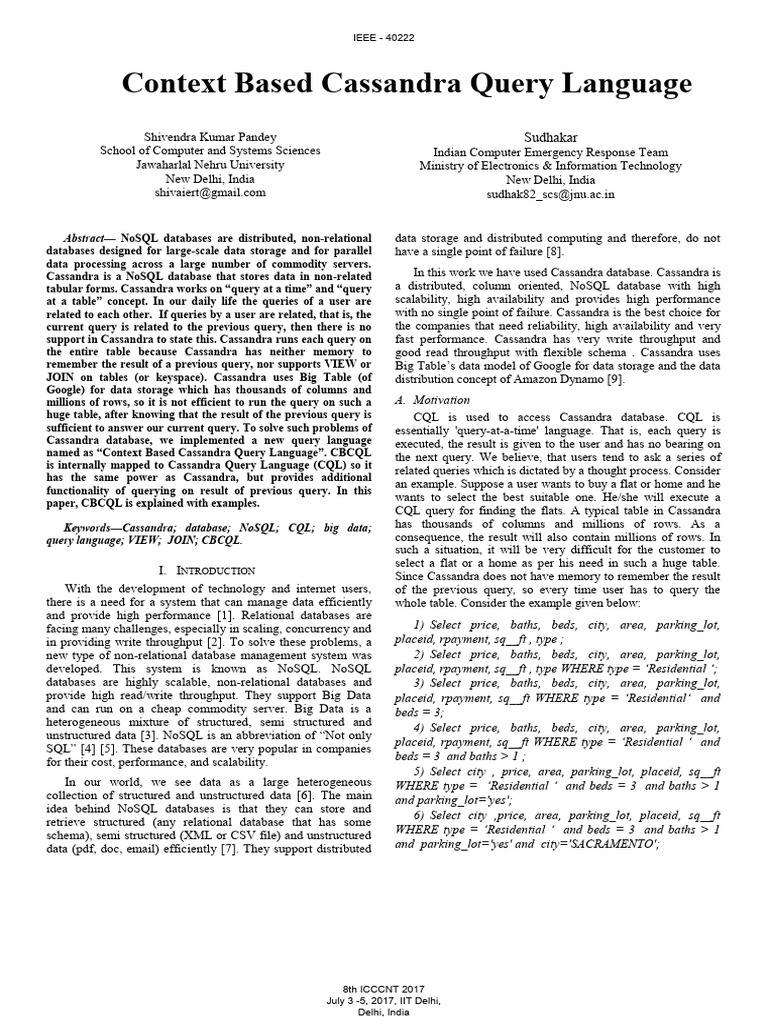 Cassandra Query Language | PDF | No Sql | Databases