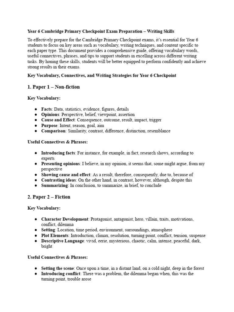 Year 6 Writing Skills Exam Guide | PDF | Poetry