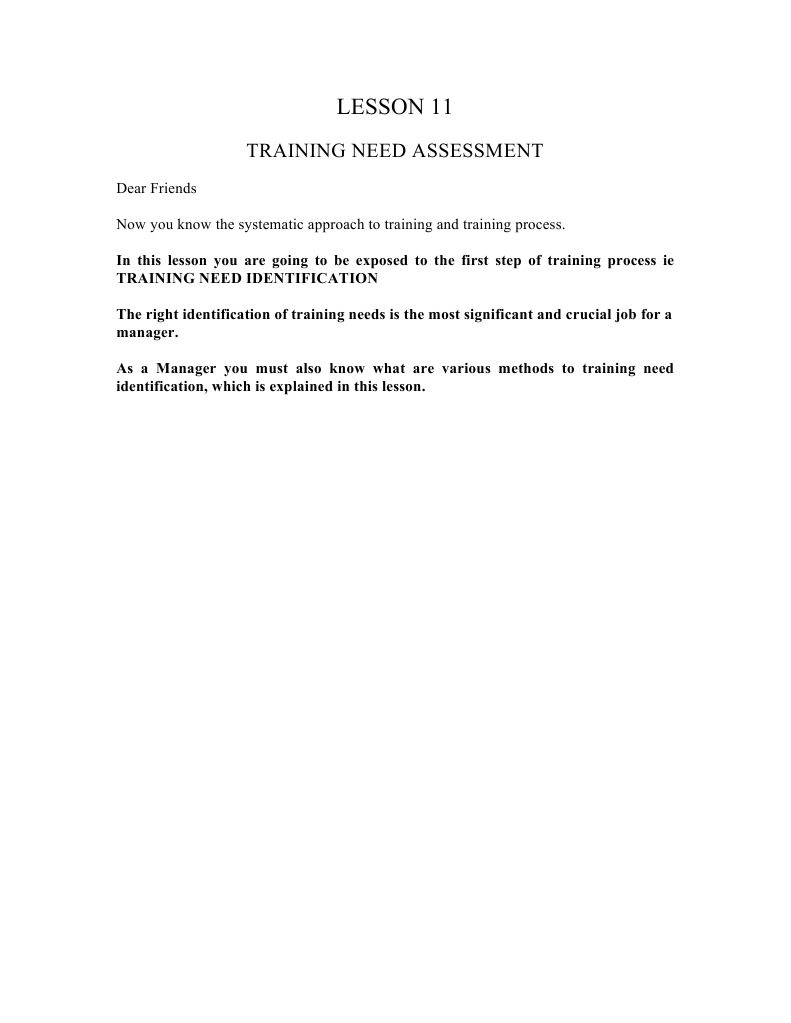 Training Need Assessment | PDF | Needs Assessment | Expert
