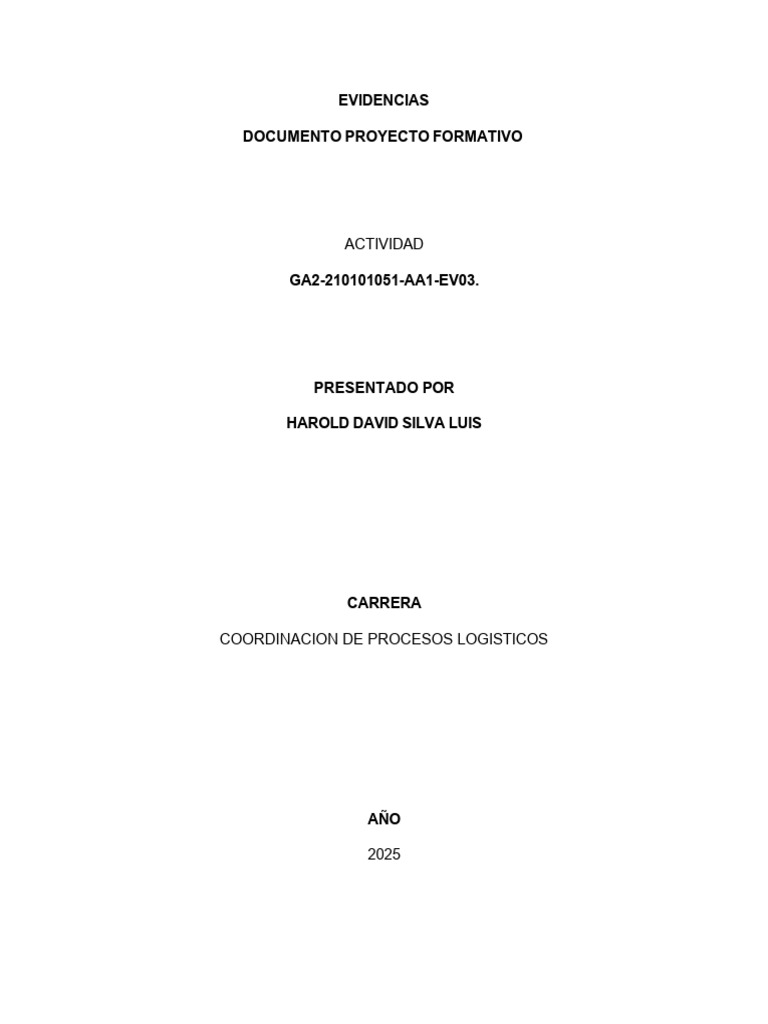 Documento Proyecto Formativo | PDF | Logística | Marketing