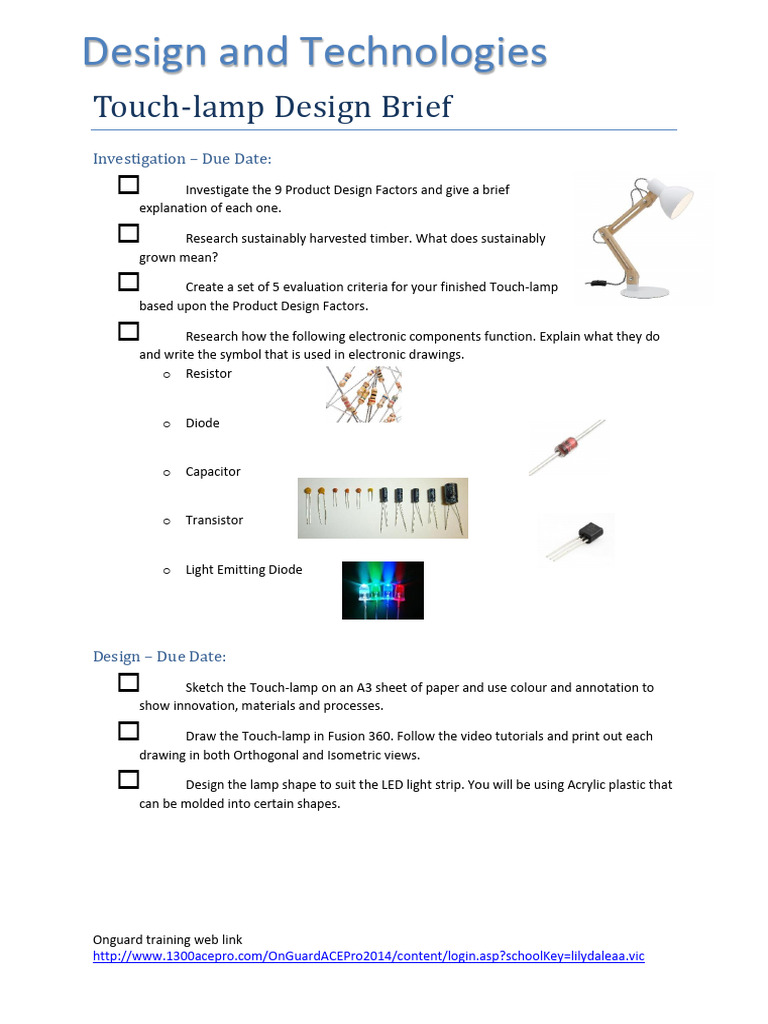 Desklamp Design Brief Yr 8 - 0 | PDF