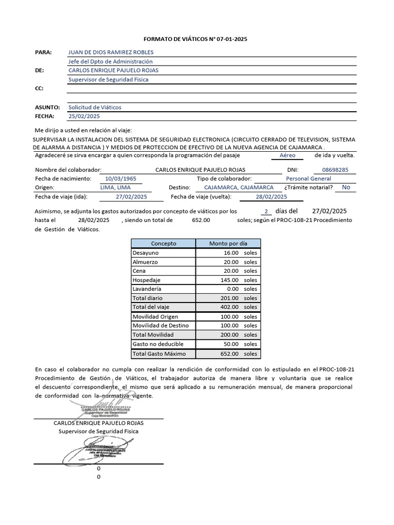 Formato Viaticos | PDF
