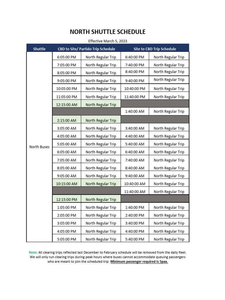 Updated North Shuttle - March 5, 2023 | PDF | Transport | Public Transport