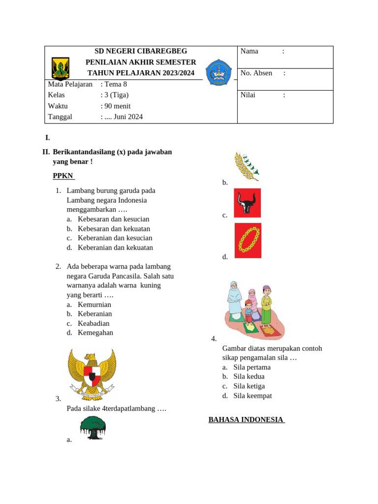 Soal Pas Kelas 3 Tema 8 | PDF