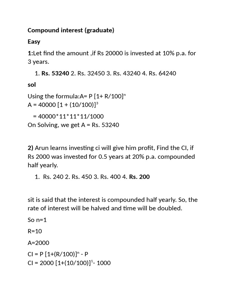 Compound Interest Calculation Guide | PDF | Interest | Compound Interest